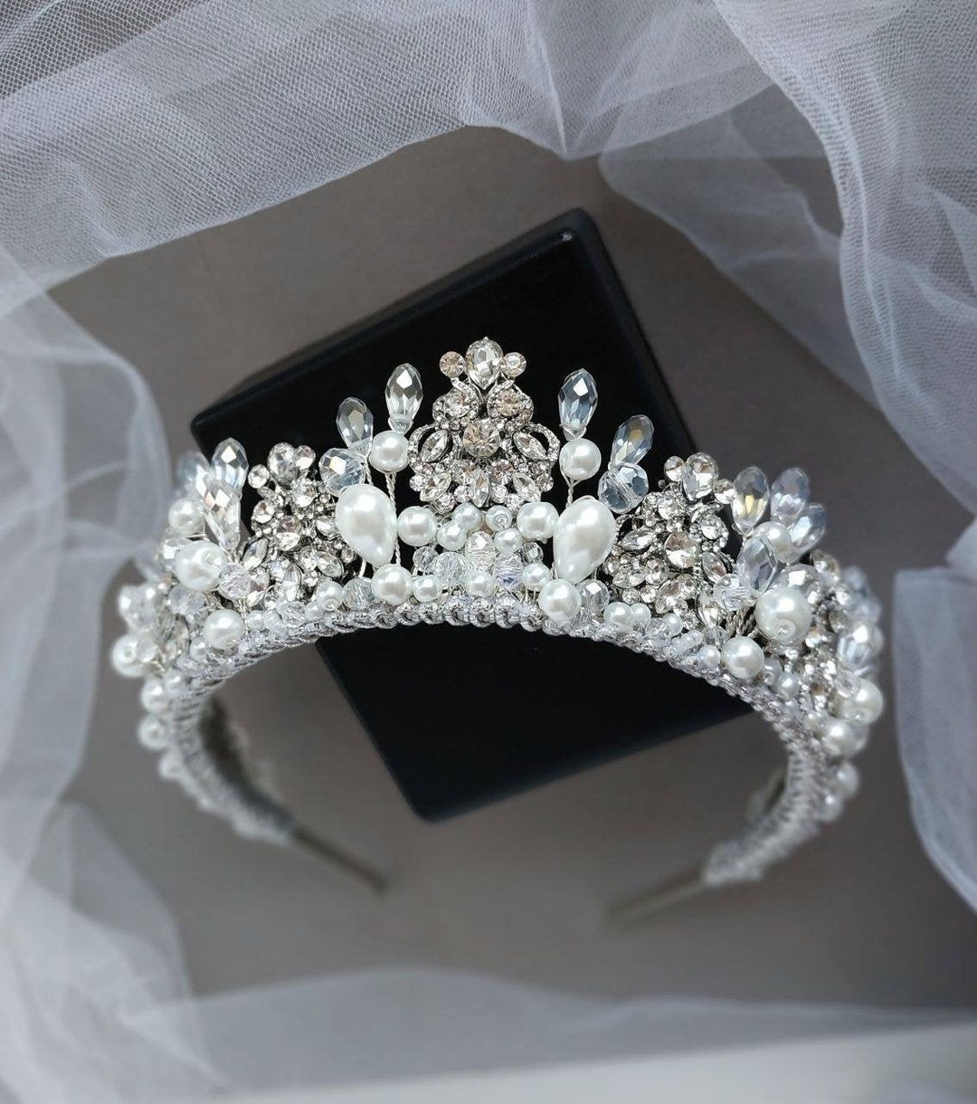 Wedding Tiara Bridal Tiara Pearl Tiara for Brides Bridal Crown Bridal ...