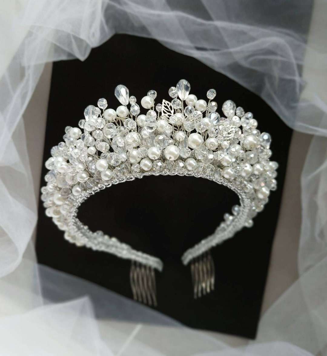 Perlen-Tiara Perlenstirnband Braut Haarband Hochzeit Haarband Braut ...