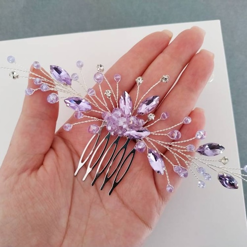 Purple Wedding Hair Comb Bridal Hair Piece - Etsy