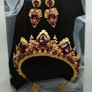 Ruby Tiara Burgundy Tiara Red Crown Wedding Tiara Red Tiara Red and ...