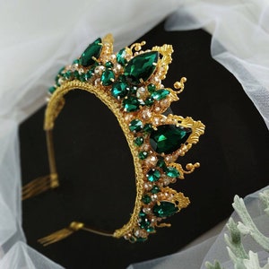 Gold Emerald Crown Emerald Green Crown Green Tiara Emerald Tiara ...
