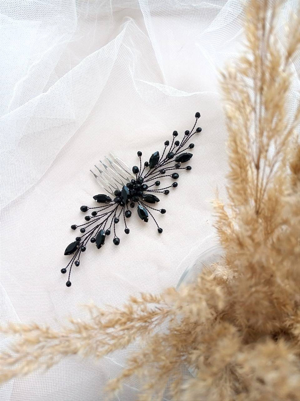 Black Hair Comb Black Head Piece Black Hair Accessories Black - Etsy