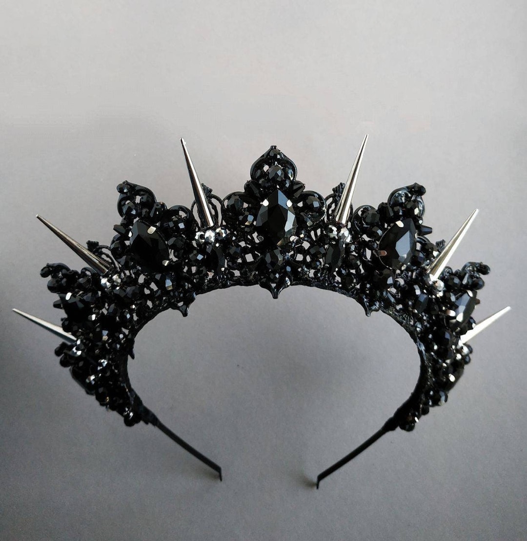 Black Crown ANY COLOR RHINESTONES Gothic Crown Spike Crown Black Tiara ...
