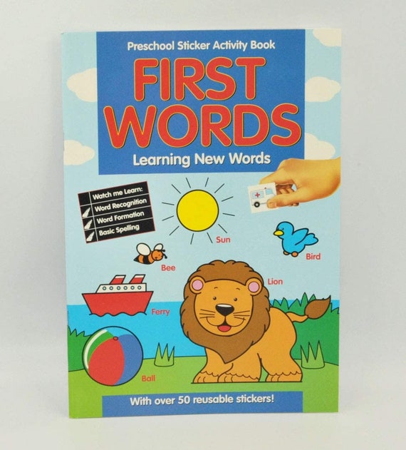 Kids Preschool First Words Sticker Activity Book Puzzle | Etsy