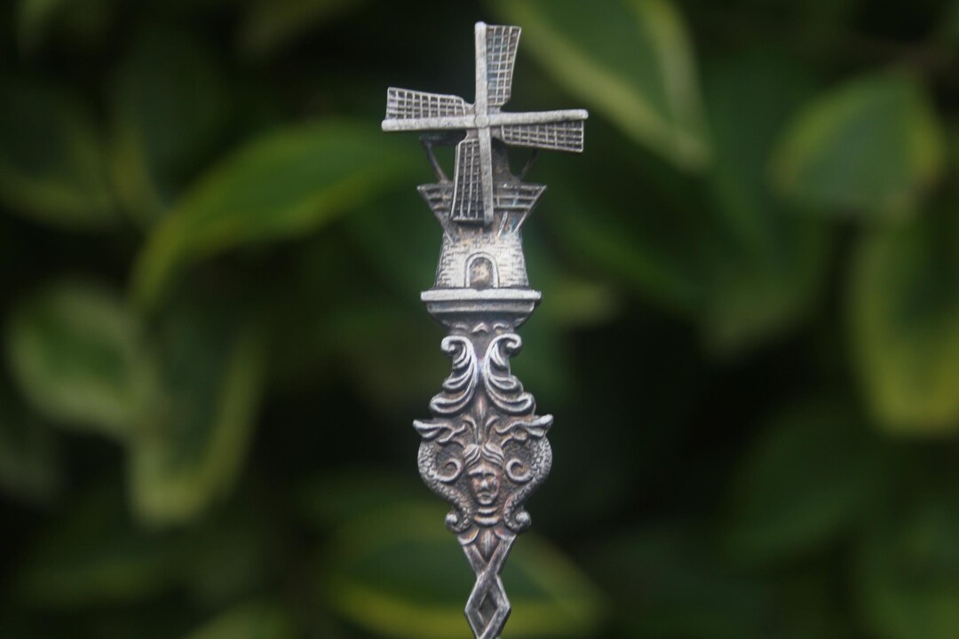 Vintage Ornate 600 Silver Spoon With Windmill Spinning Sails Spin Dutch ...