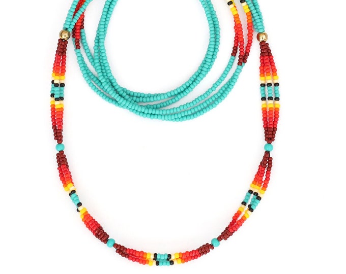 Native American Inspired Seed Bead Necklace, Small Beaded Necklace ...