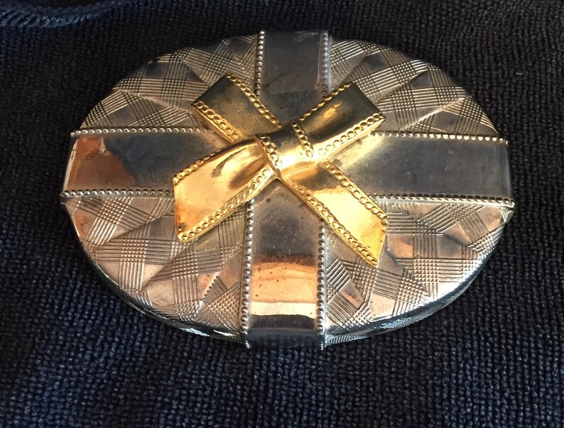 Vintage Godinger Silver Plated Heavy Jewelry Box With Gold Ribbon - Etsy