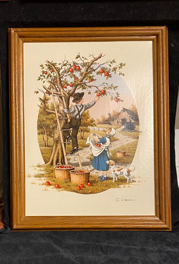 C. Carson Oil Painting of Children Apple Picking | Etsy