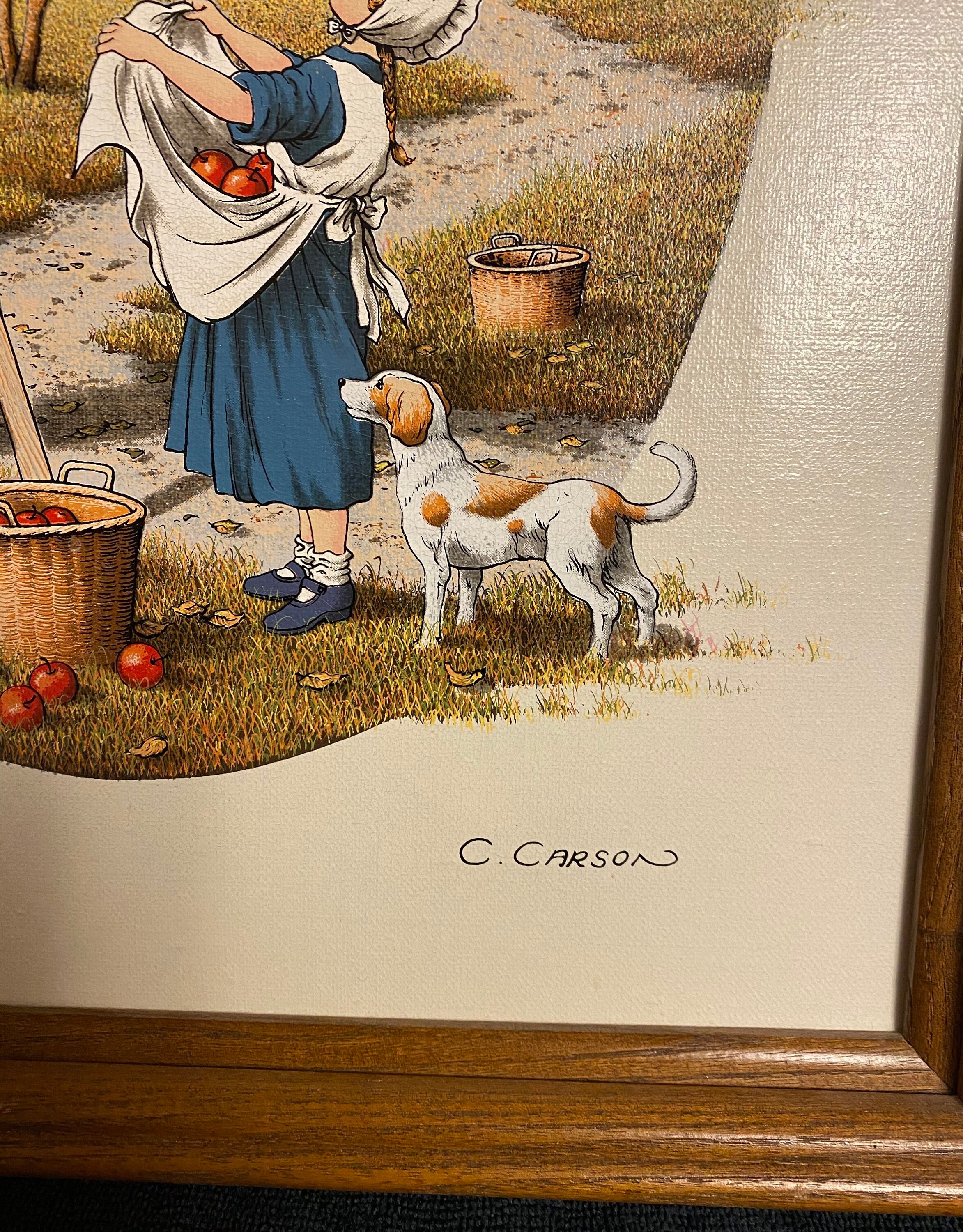 C. Carson Oil Painting of Children Apple Picking - Etsy