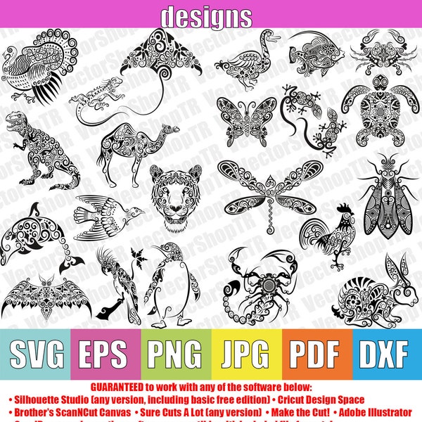 Mandala Animals Svg - Etsy