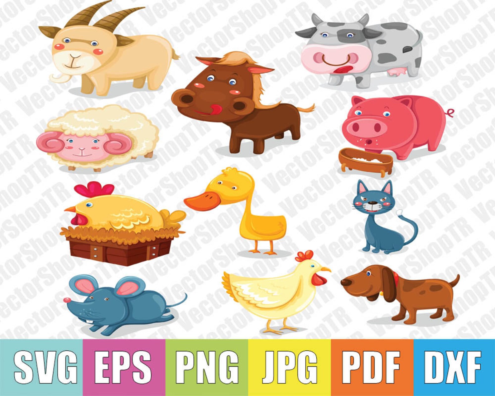 Cute Farm Animals 11pcs Svg Eps Pdfjpgpng - Etsy
