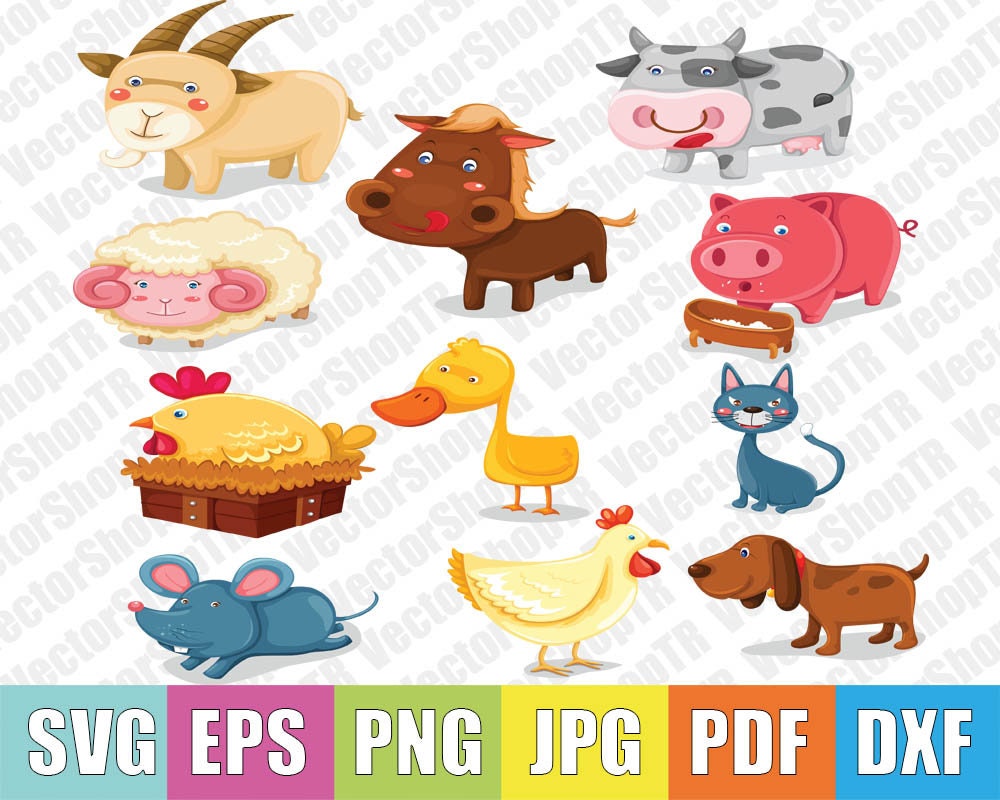 Cute Farm Animals 11pcs Svg, Eps, Pdf,jpg,png - Etsy