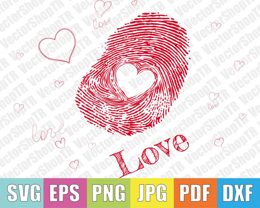 Love Fingerprint Svg, Png, Pdf, Jpg, Eps, Dxf, T-shirt, Clipart - Etsy