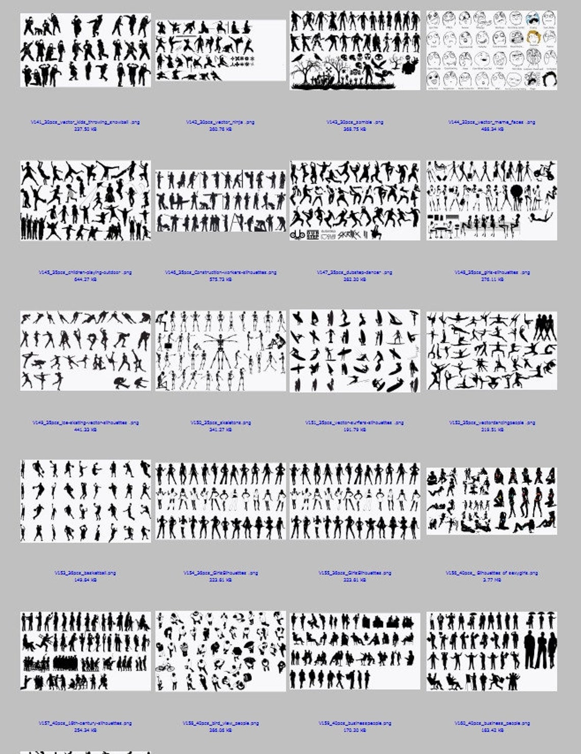 6200 Human Figure Silhouettes, Mega Bundle Woman, Man, People ...