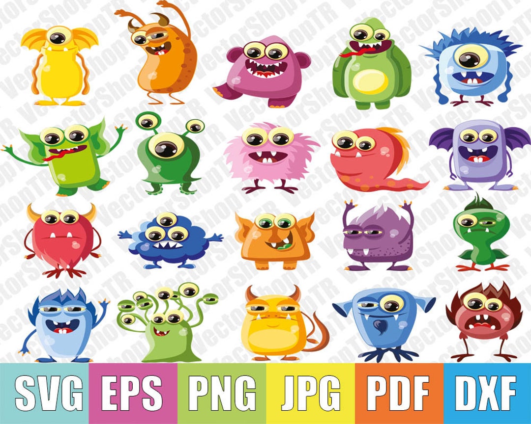Monster Svg, Png, Pdf, Jpg, Eps, Dxf, T-shirt, Clipart - Etsy