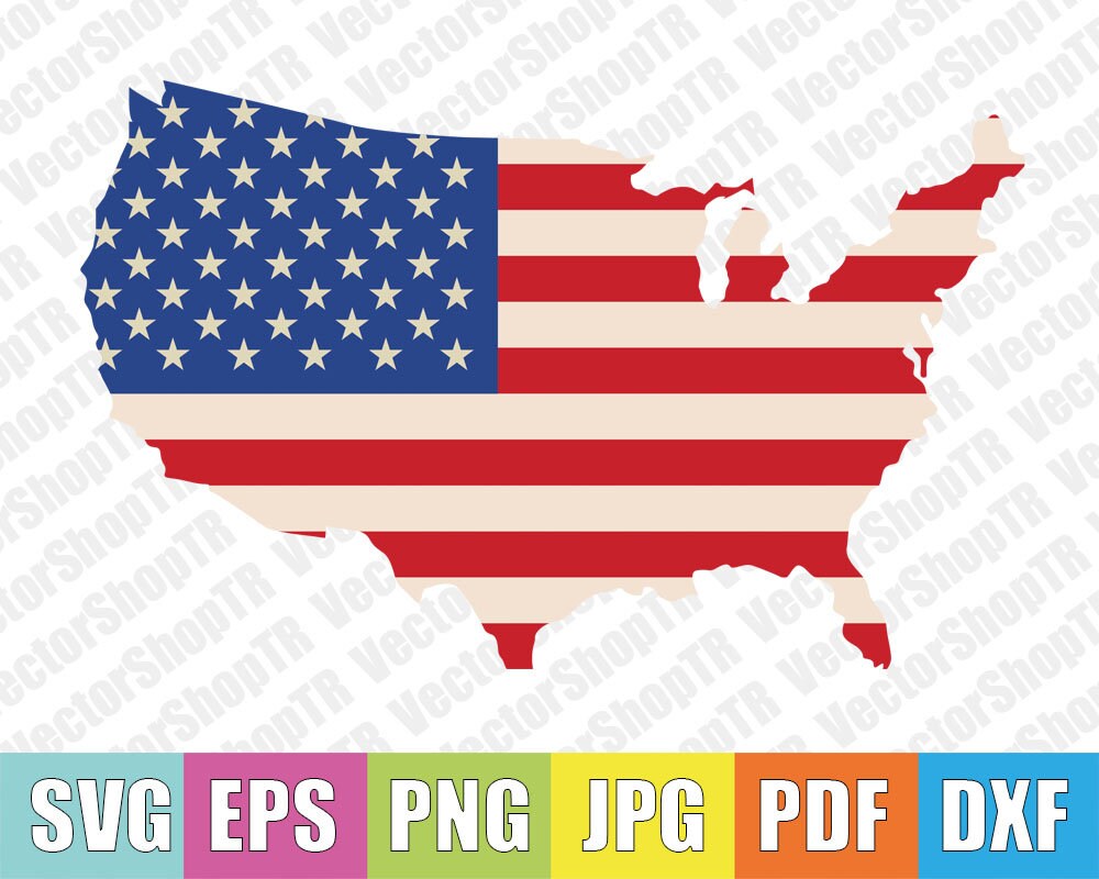 America Map Svg, Svg Files, Png Files, Eps Files, 4th of July Svg ...
