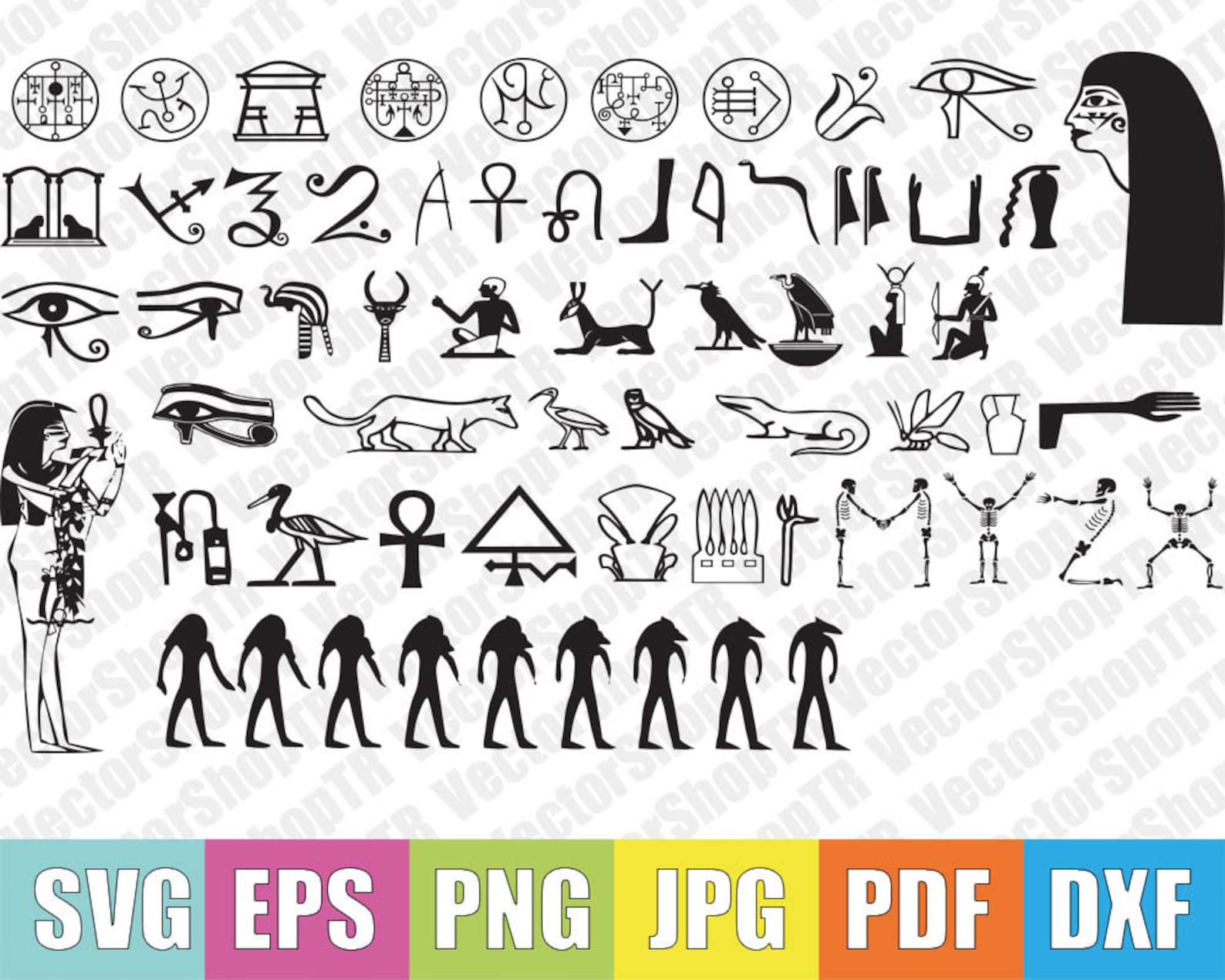 Egypt Elements 50pcs Silhouettes Svg Png Pdf Jpg Eps Dxf - Etsy