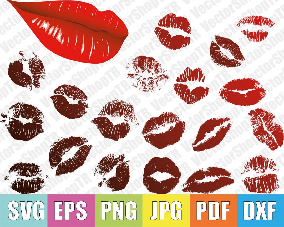 Lips Lip Print Svg, Png, Pdf, Jpg, Eps, Dxf, T-shirt, Clipart - Etsy