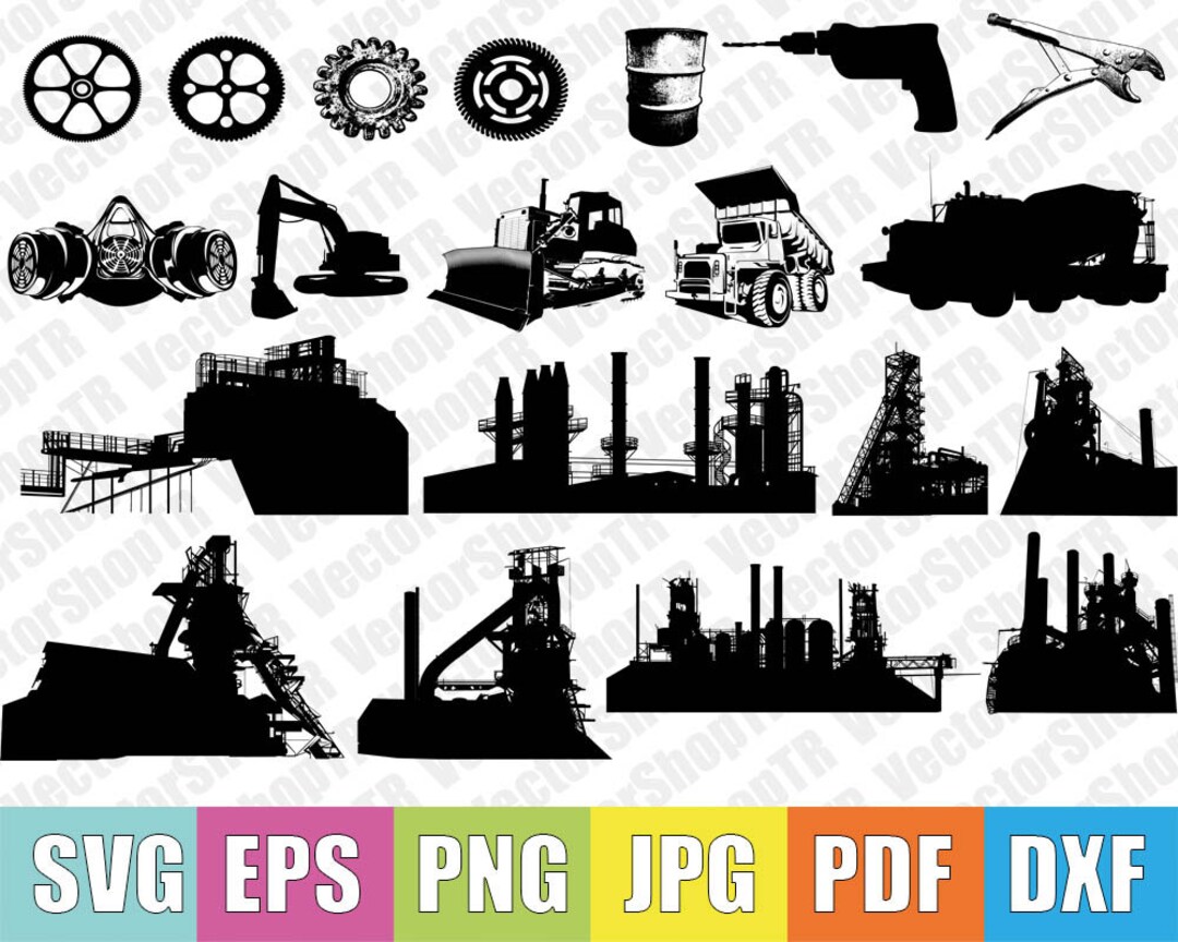 Industrial Equipment Silhouettes Svg - Etsy