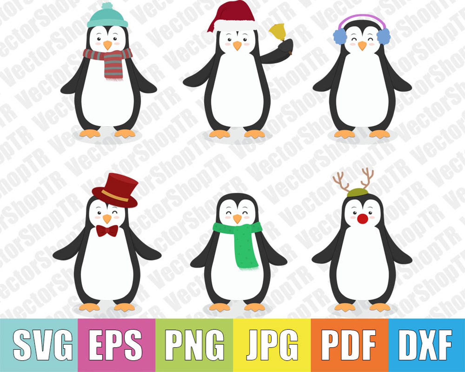 Penguin 6pcs Svg, Png, Pdf, Jpg, Eps, Dxf, T-shirt, Clipart - Etsy