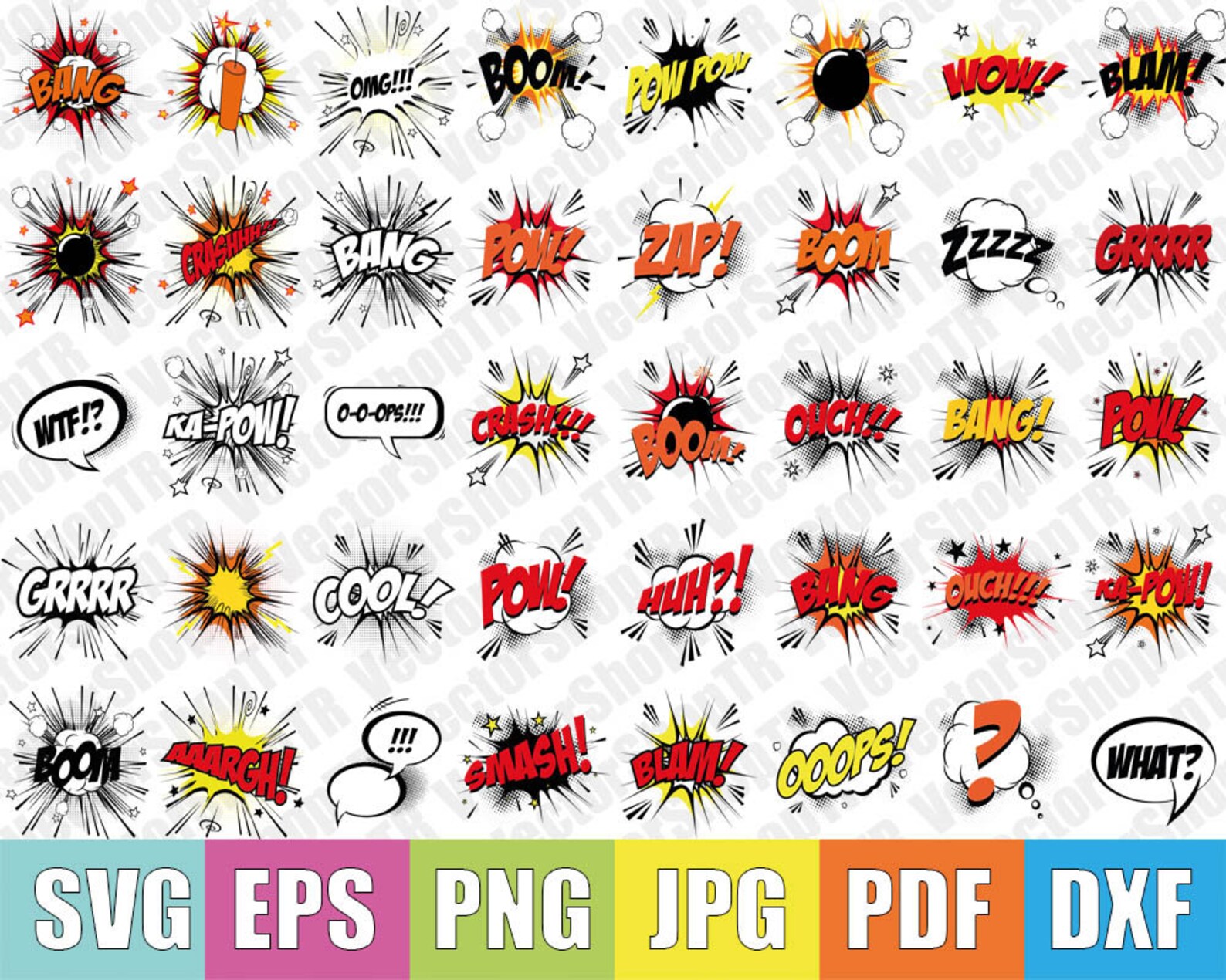 Cartoon Pop Art Vector Comics 87pcs Svg, Eps, Pdf,jpg,png - Etsy