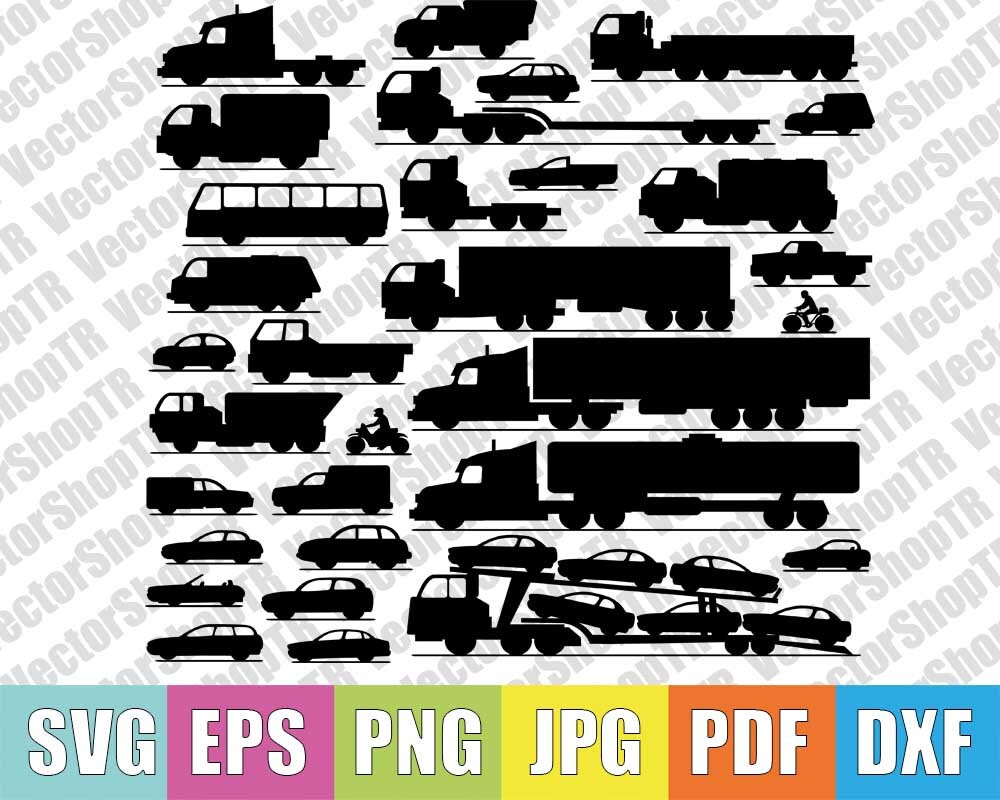 Truck Svg, Cut Files, Cars Svg, Silhouette Svg, Transport Svg, Vehicle ...