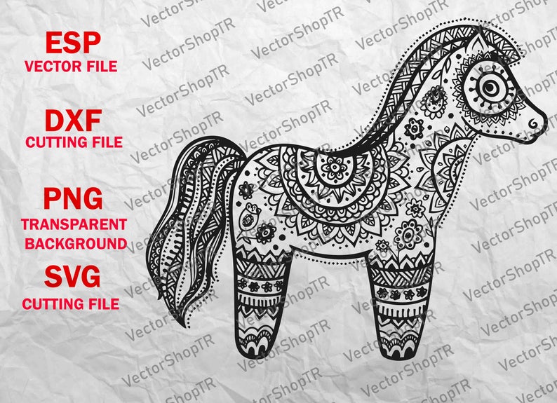 Donkey No79 SVG Clipart Esp Dxf Png Mandala Decorative - Etsy