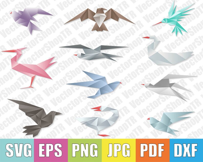 Origami Bird Svg Png Pdf Jpg Eps Dxf T-shirt Clipart - Etsy