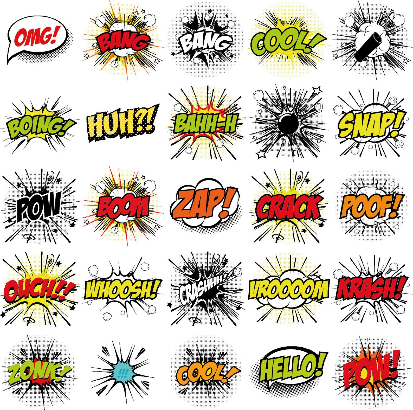 Cartoon Pop Art Vector Comics 87pcs Svg, Eps, Pdf,jpg,png - Etsy