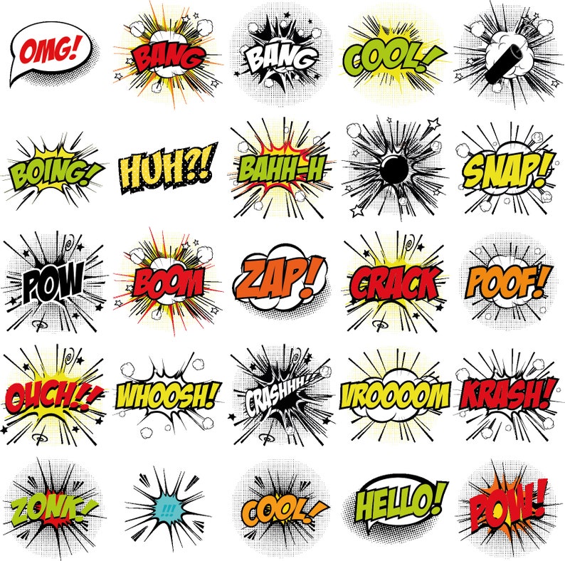 Cartoon Pop Art Vector Comics 87pcs Svg, Eps, Pdf,jpg,png - Etsy
