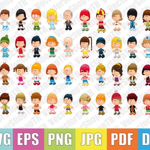 Cute Child Cartoon 48pcs, Svg, Png, Pdf, Jpg, Eps, Dxf, T-shirt ...