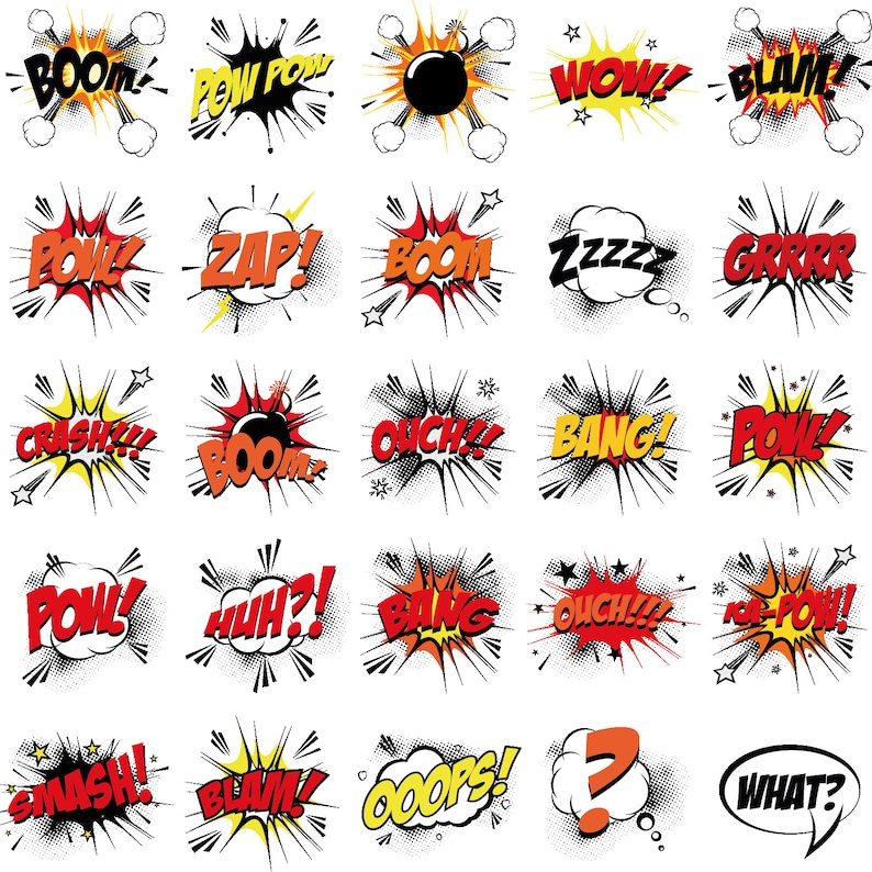 Cartoon Pop Art Vector Comics 87pcs Svg Eps Pdfjpgpng - Etsy