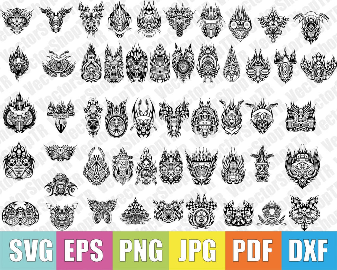 Motor Sticker Silhouettes 50pcs Silhouettes Svg Png Pdf - Etsy