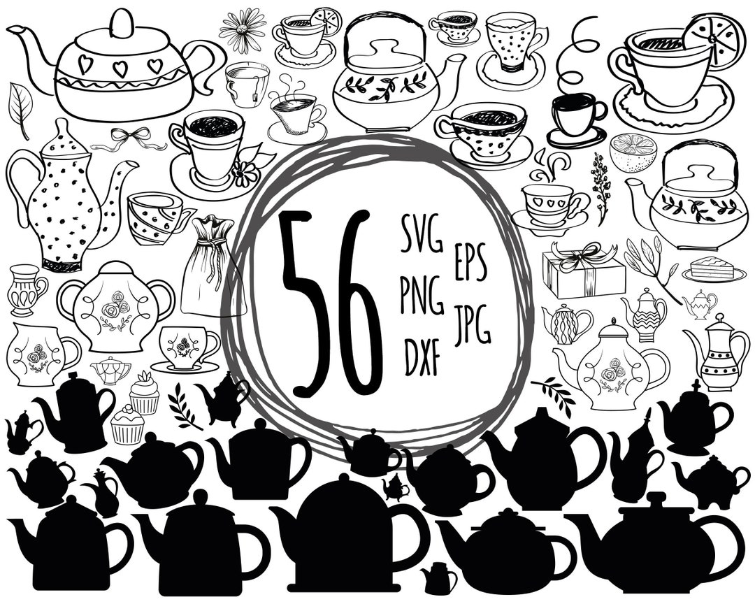 56 in 1 Coffee Tea Svg Cup Svg Bundle Tea Pot Clipart Cut - Etsy