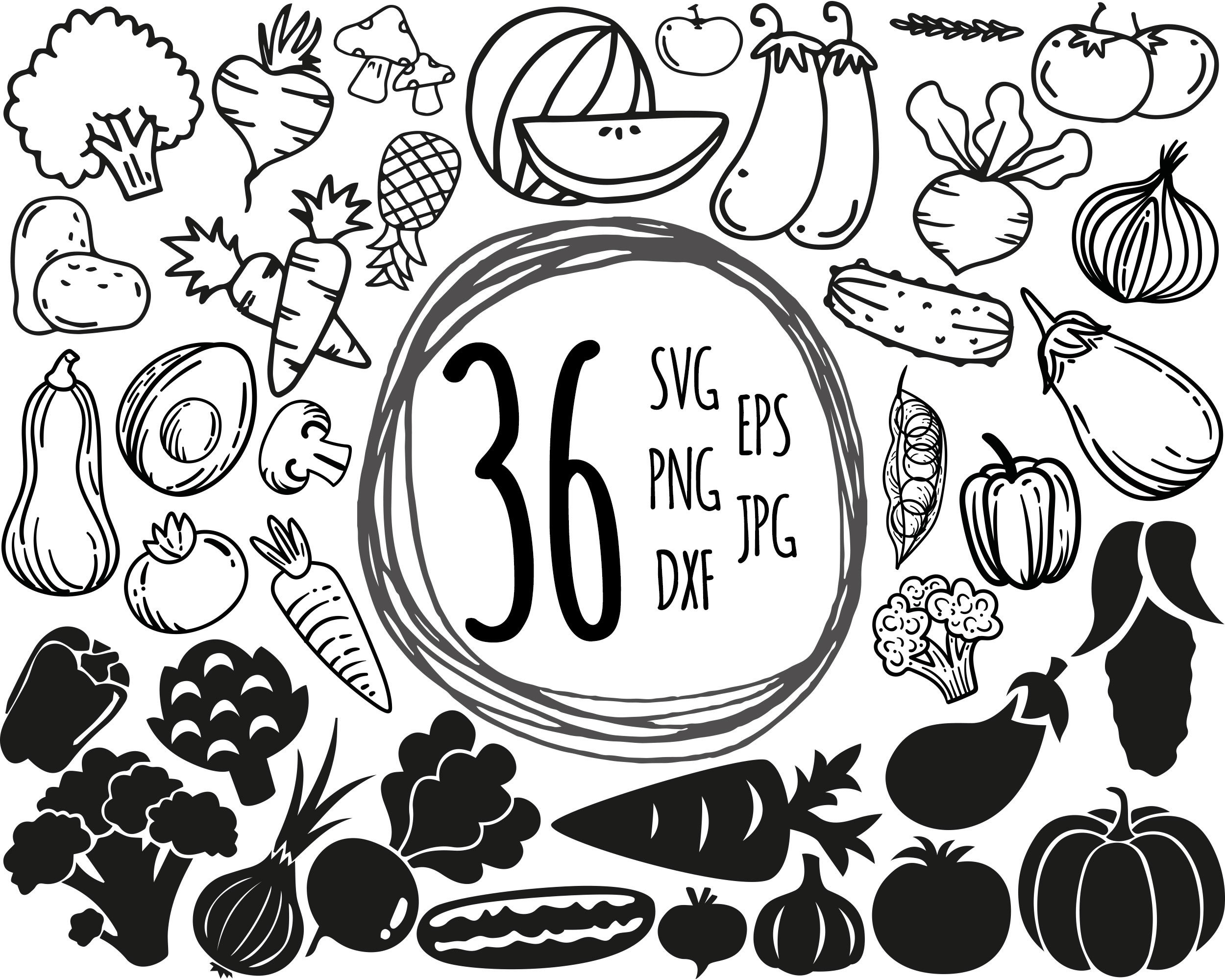 Vegetables SVG Bundle Vegetables SVG Clipart Vegetables Cut Files for ...