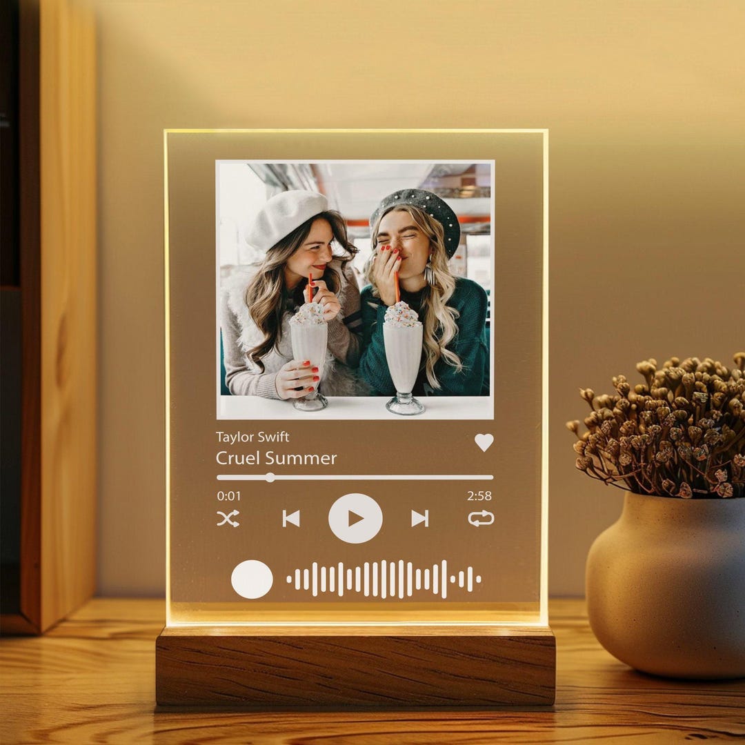 Personalized Photo Night Light Plaque, Music Love Gift, Christmas Gift ...