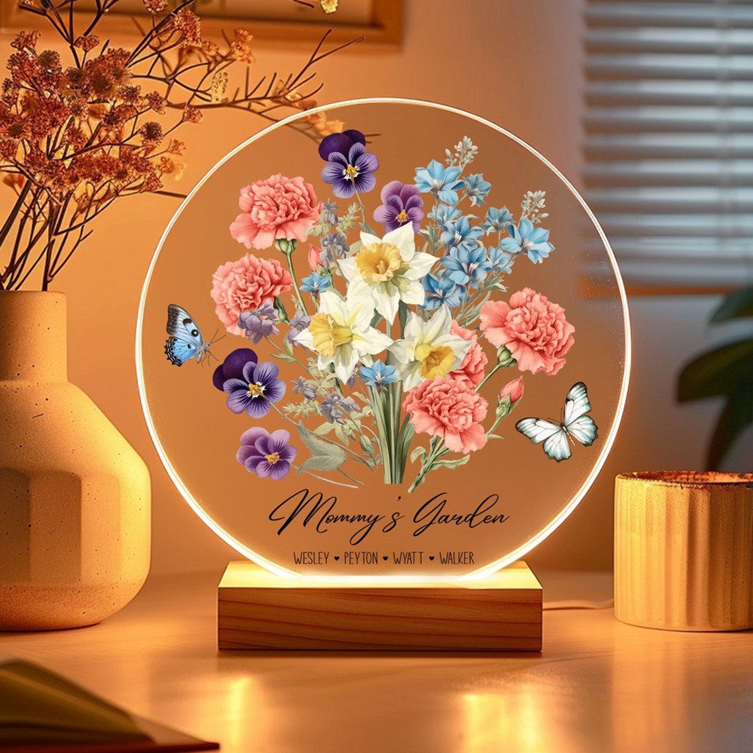 Light up Birth Flowers Print With Names | Mom's Garden | Grandma's ...