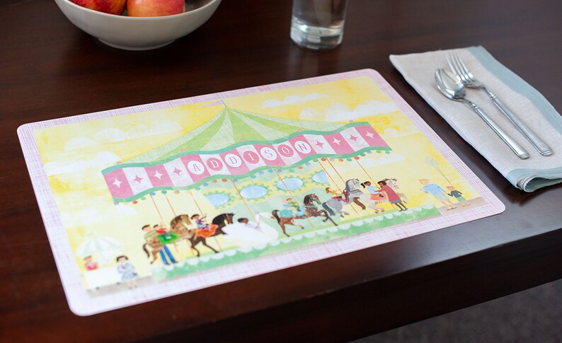 Personalized Placemat for Kids Placemat With Name Carousel | Etsy