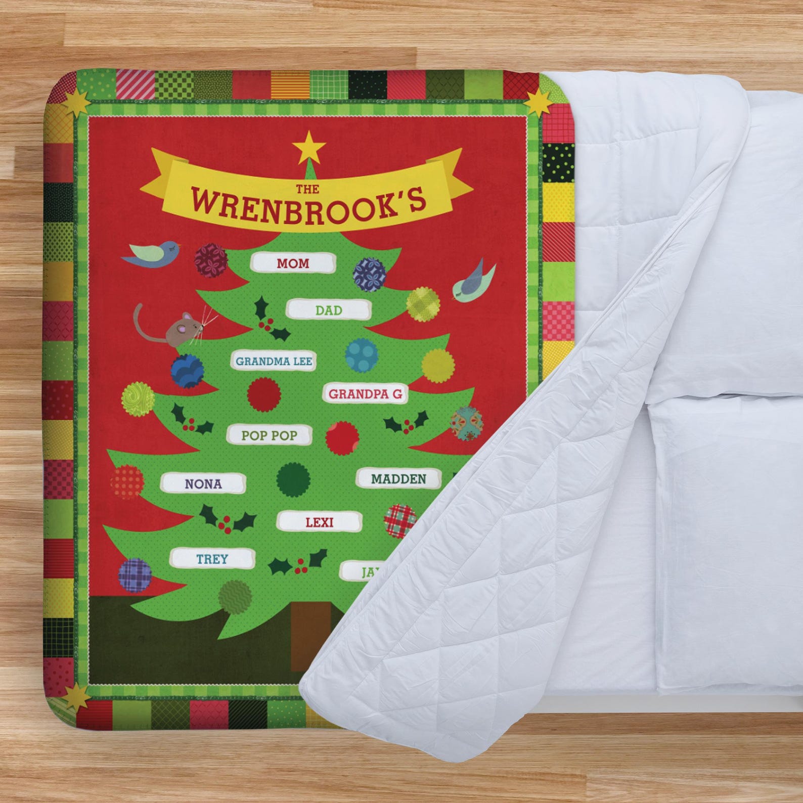 Family Christmas Tree Personalized Blanket - Custom Name Blanket ...