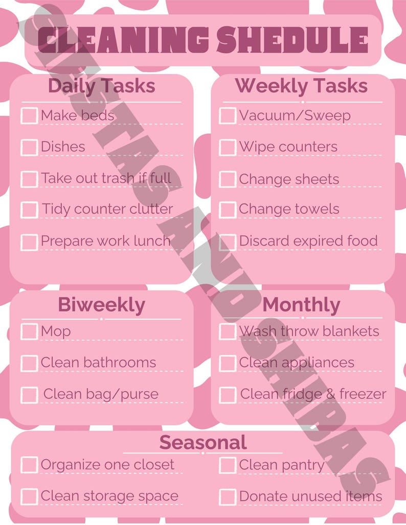 Cow Print Cleaning Planner | Digital Download | Adhd-friendly Dry Erase ...