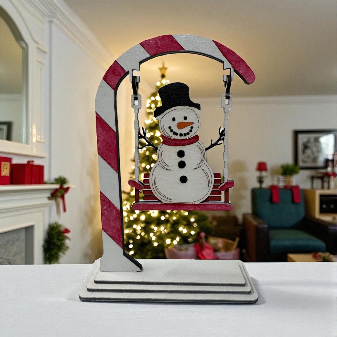 Snowman on a Swing - Etsy