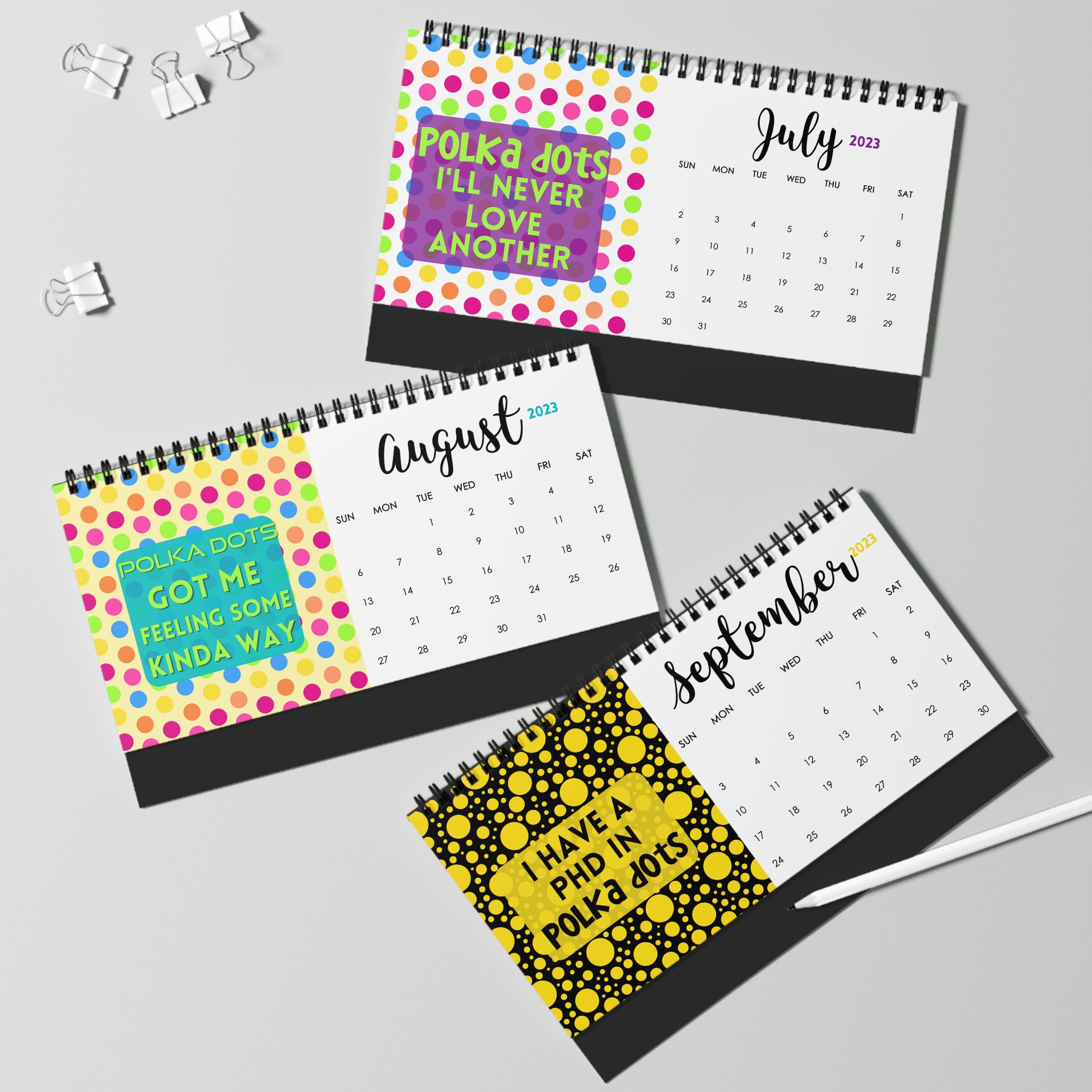 2023 Calendar 2024 Calendar Polka Dot Gift Polka Dot - Etsy