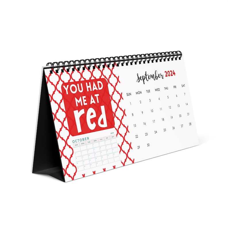 2024 Calendar, Red Gift, Red Calendar, Desk Calendar, Gift for Her, Red ...