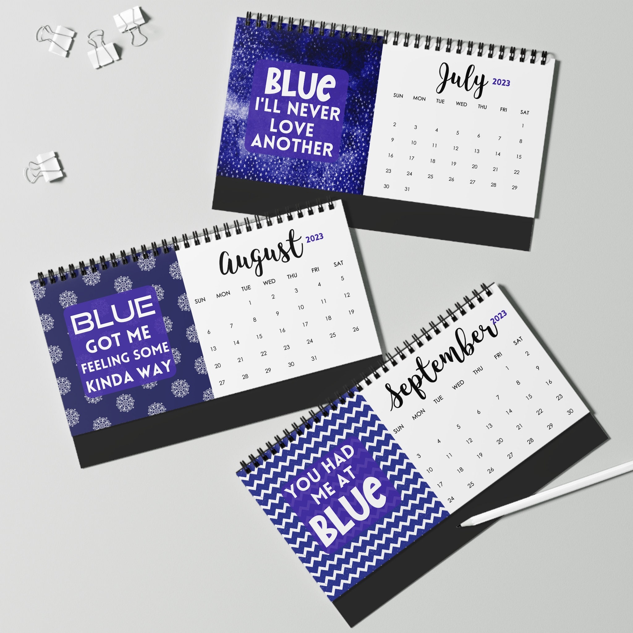 2023 Calendar Blue Gift Blue Calendar Desk Calendar Gift - Etsy