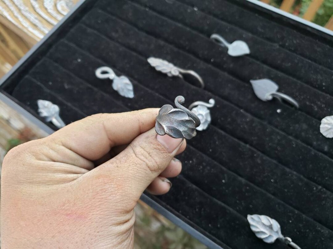 Hand Forged Fullered Leaf Ring - Etsy