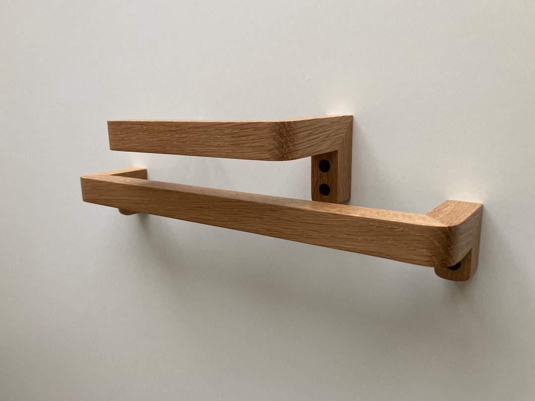 Solid Oak Small Towel Rail and Solid Oak Toilet Roll Holder Right Side ...