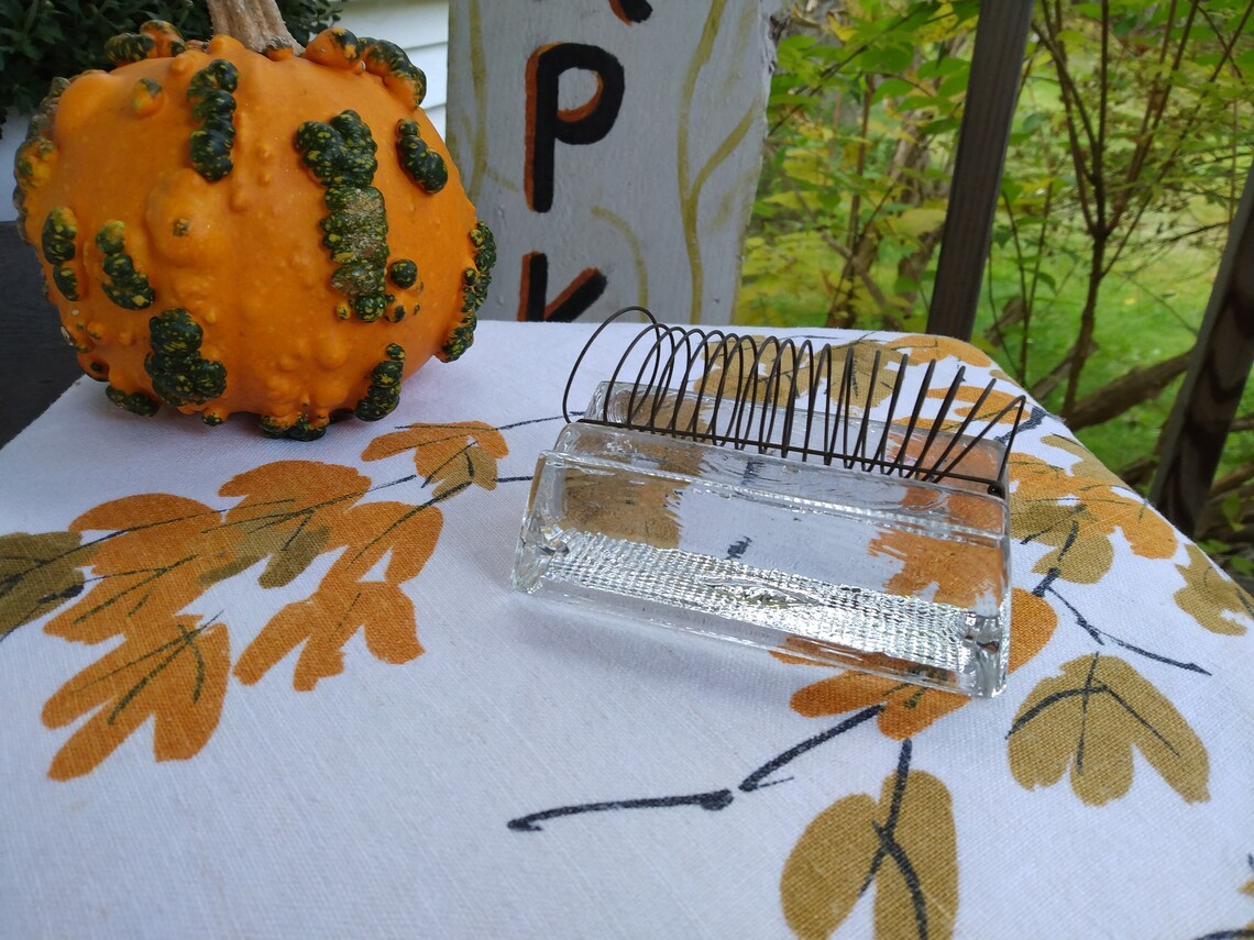 Vintage Mid Century Wire Coil Glass Letter Holder Paperweight - Receipt ...