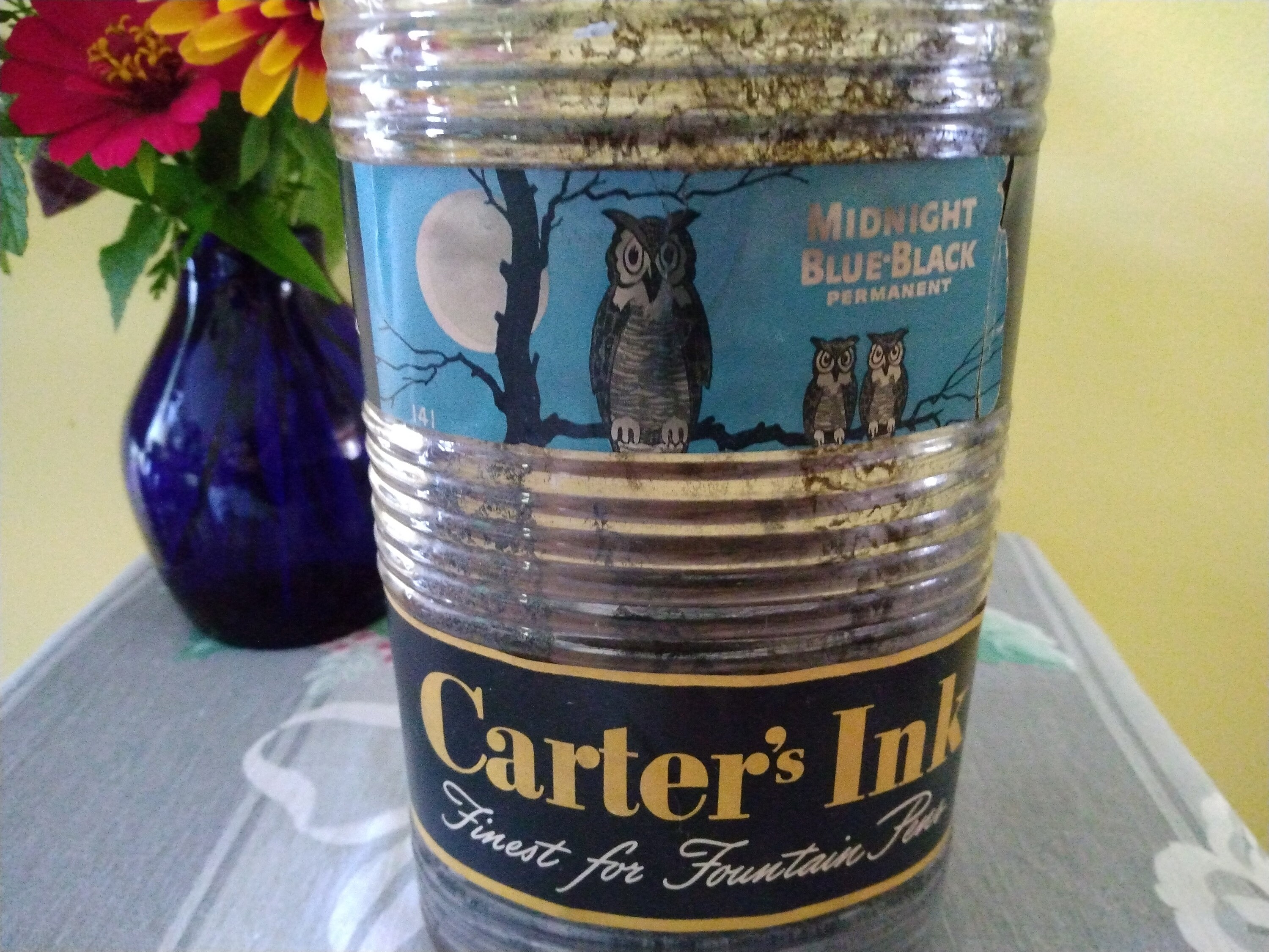 Vintage Carter's Ink Beehive Glass Bottle Spooky Owl - Etsy