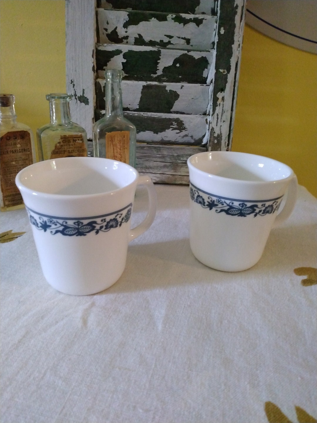 Vintage Correlle Corning Old Town Blue Coffee Mugs Set of 2 - Etsy