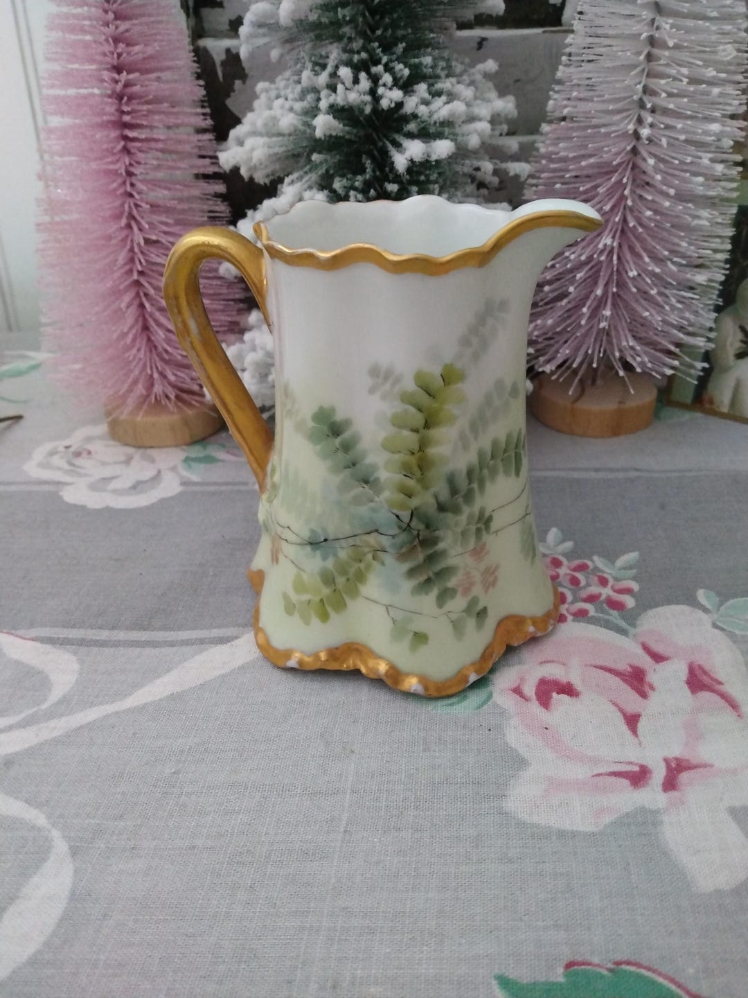 Antique Hand Painted Fern Porcelain Pitcher Haviland France - Etsy
